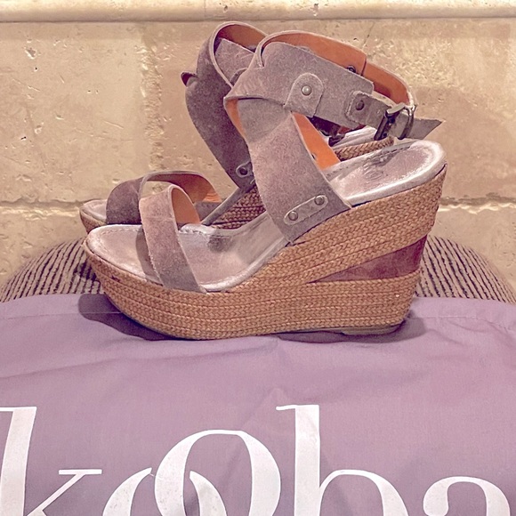 Kooba | Shoes | Kooba Hayden Taupe Espadrille Wedge Sandals | Poshmark